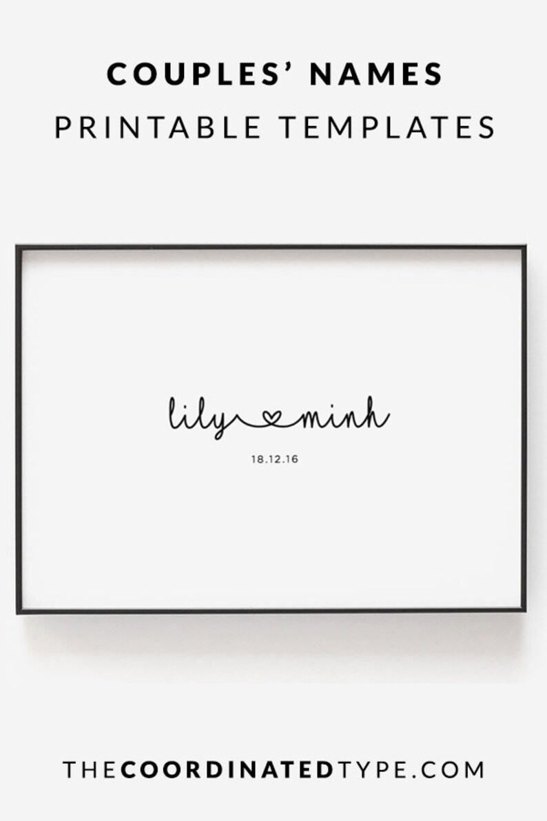 Valentines Day Gift, Couples Print, Wedding Date, Couples Names With ...