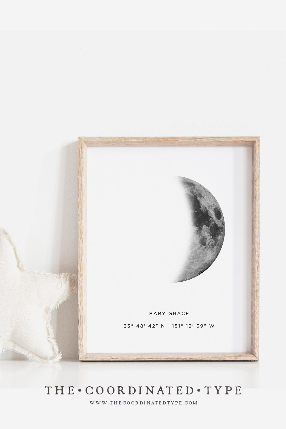 Custom moon phase Moon phase poster Baby gift Nursery name | Etsy