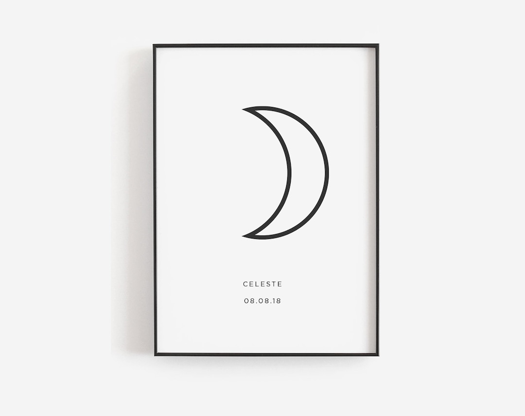 Moon Printable Art, Minimal Moon Artwork, Moon Nursery Art, Waning Moon ...