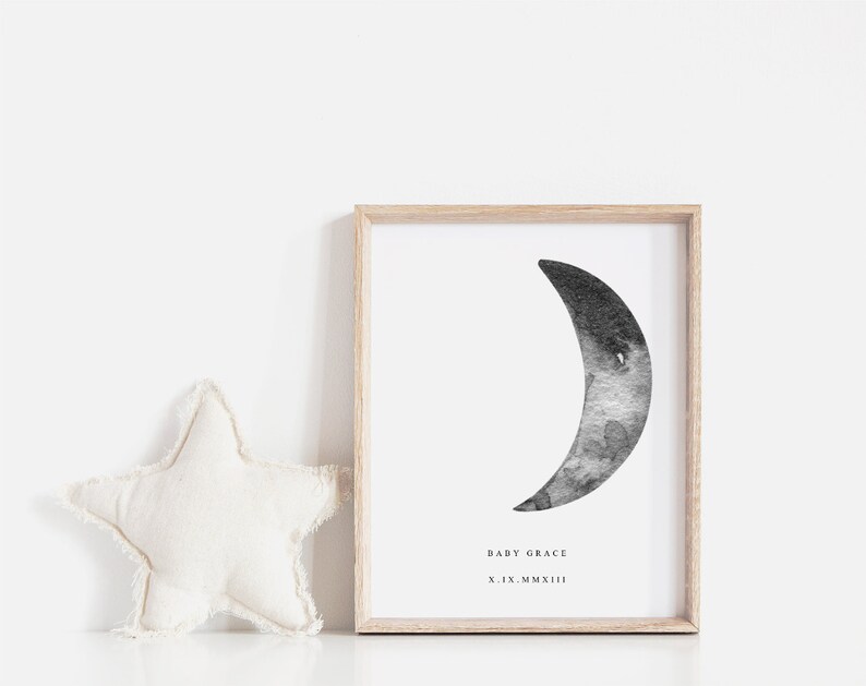 Moon Phase Template, Birth Print, Gifts for Baby, Personalised Baby ...