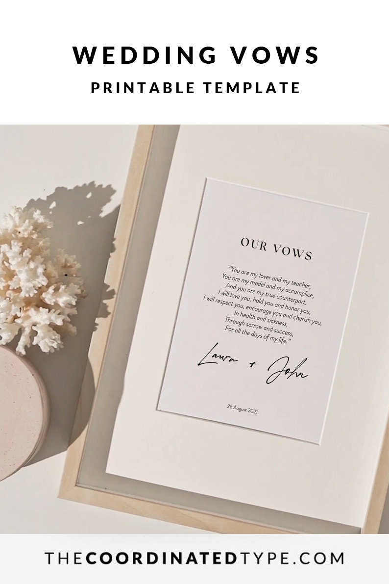 Wedding Vows Printable Wedding Vows Wall Art Wedding Vows - Etsy