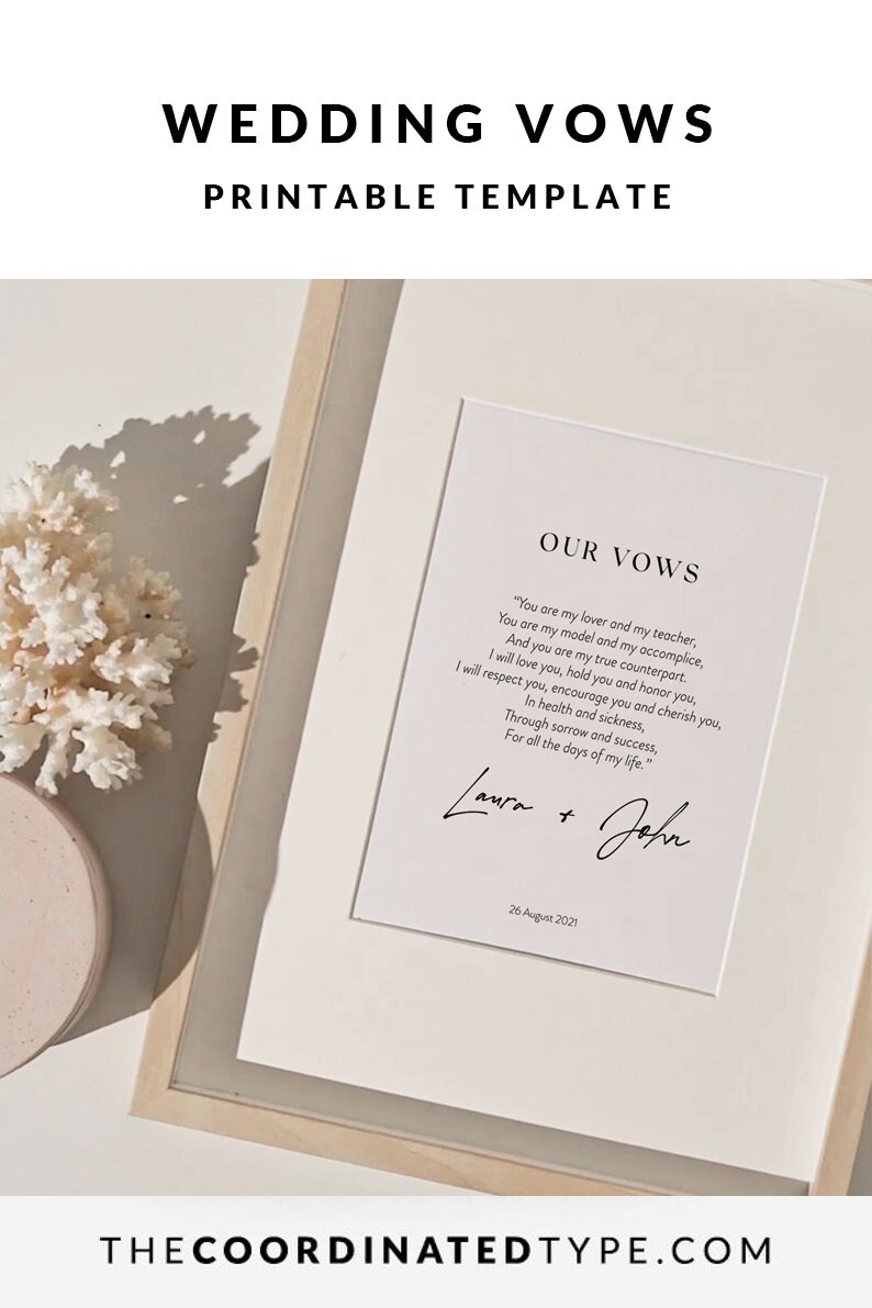Wedding Vows Printable, Wedding Vows Wall Art, Wedding Vows Print ...