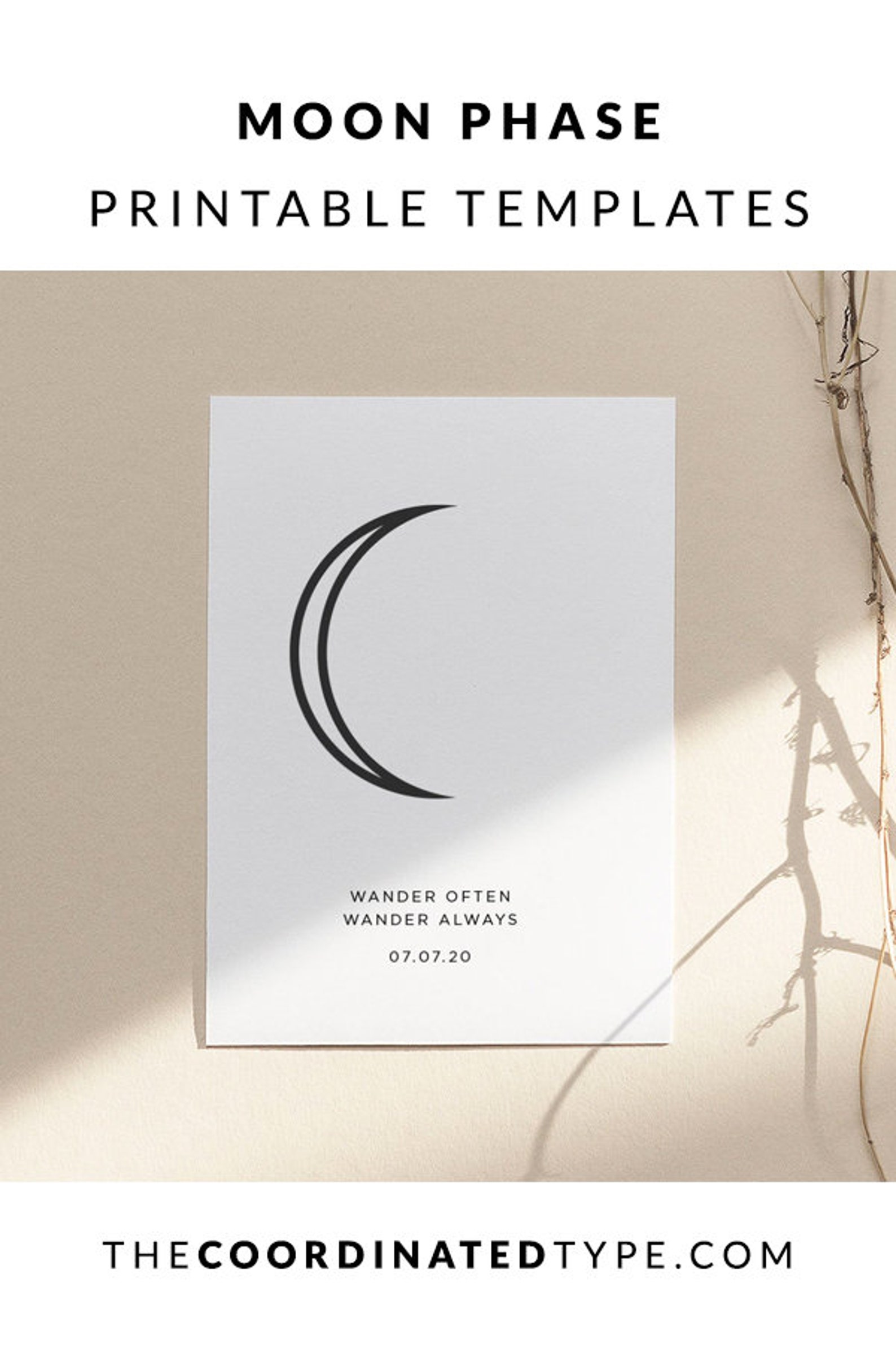 Moon Line Art, Moon Print, Inspirational Quote TEMPLATE, Quotes ...