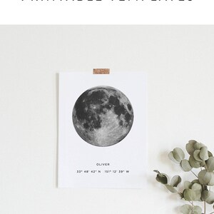 Moon Print Template, Moon Phase Print, Personalized Moon Print ...