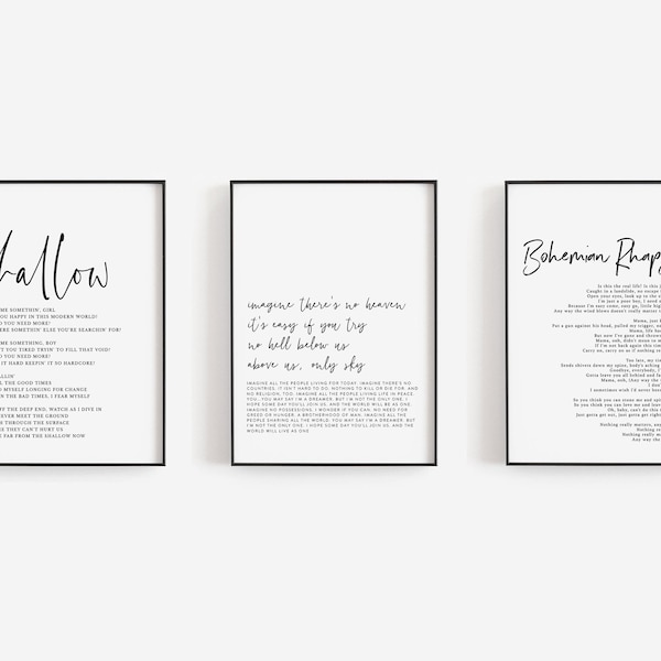 Typography Lyrics - Etsy