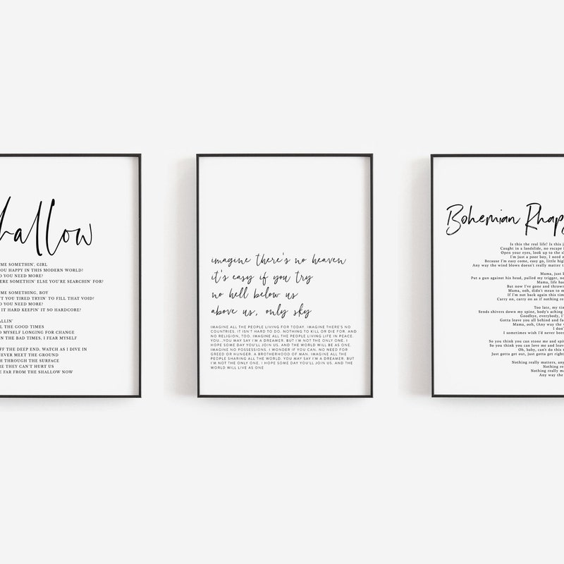 Song Lyrics Print - Etsy