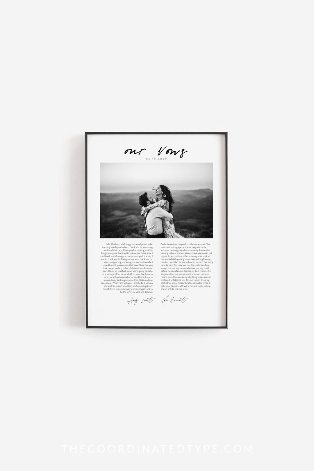 Wedding Vows Print, Wedding Vows Keepsake, Personalized Wedding Gift ...