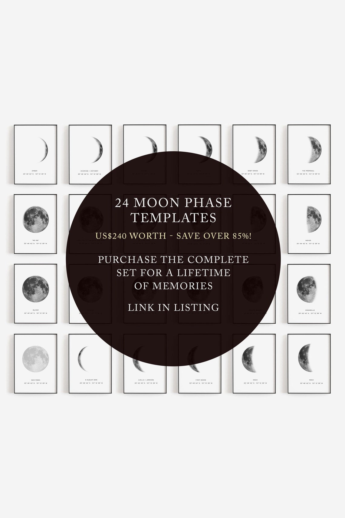 Moon Print Template Moon Phase Print Personalized Moon - Etsy Australia