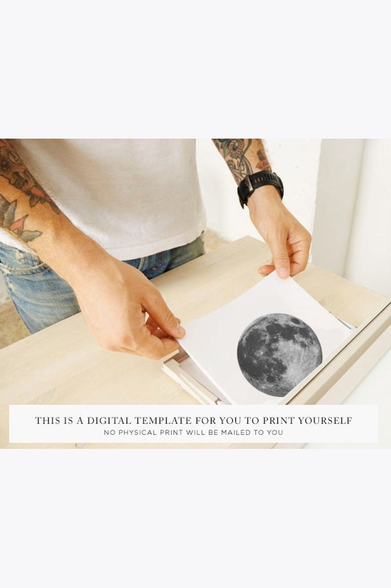 Half Moon Print, Moon Art, Birthday Gift Ideas, Moon Phase Print ...