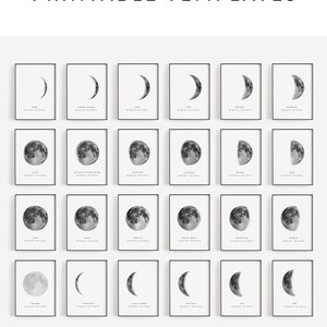 A3 BUNDLE Moon Phases Prints, Moon Phase Wall Hanging, Editable ...