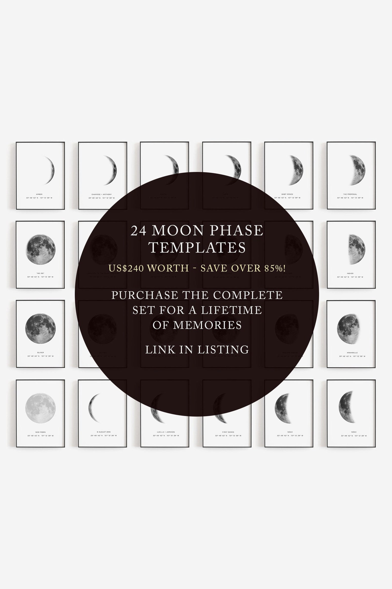Half Moon Print, Moon Art, Birthday Gift Ideas, Moon Phase Print ...