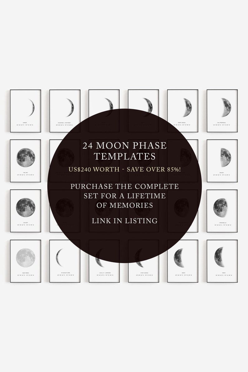 Half Moon Print, Moon Art, Birthday Gift Ideas, Moon Phase Print ...