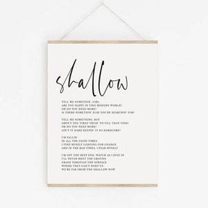 Shallow Song Lyrics Art, A Star is Born, Song Lyrics Wall Art, Lyrics ...
