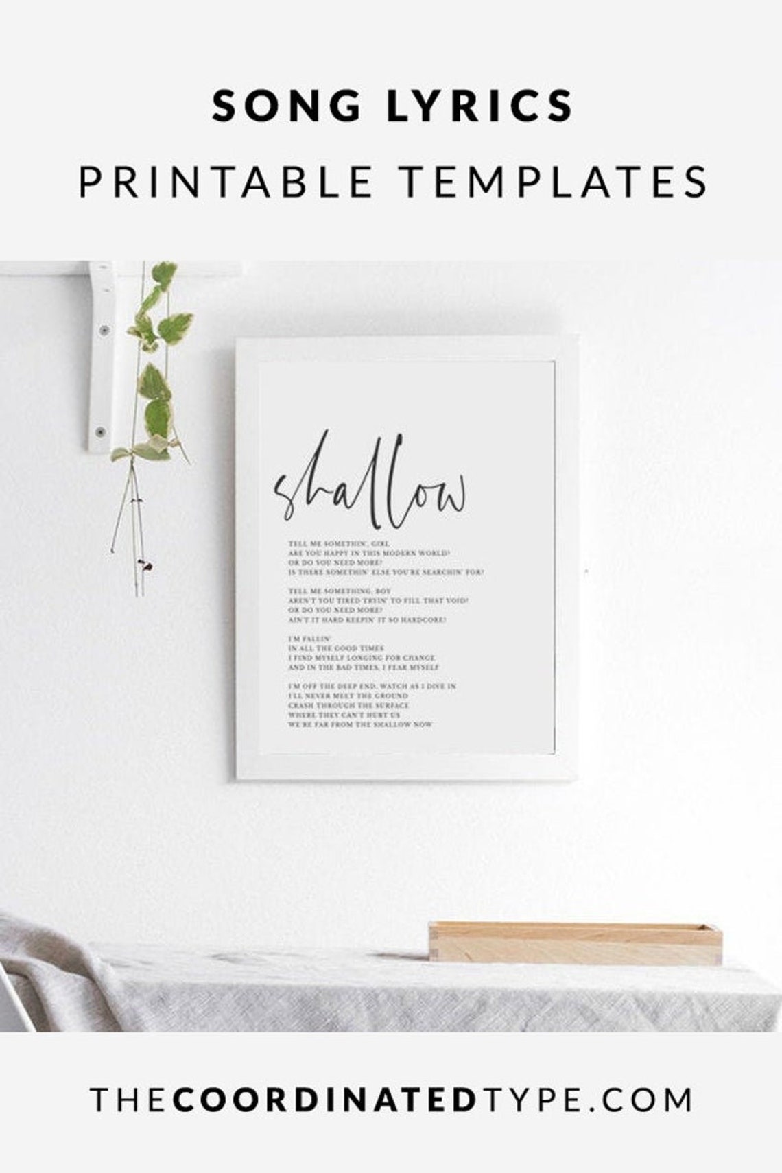 Shallow Song Lyrics Art A Star is Born Song Lyrics Wall Art - Etsy ...