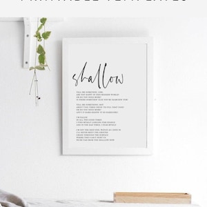 Shallow Song Lyrics Art, A Star is Born, Song Lyrics Wall Art, Lyrics ...