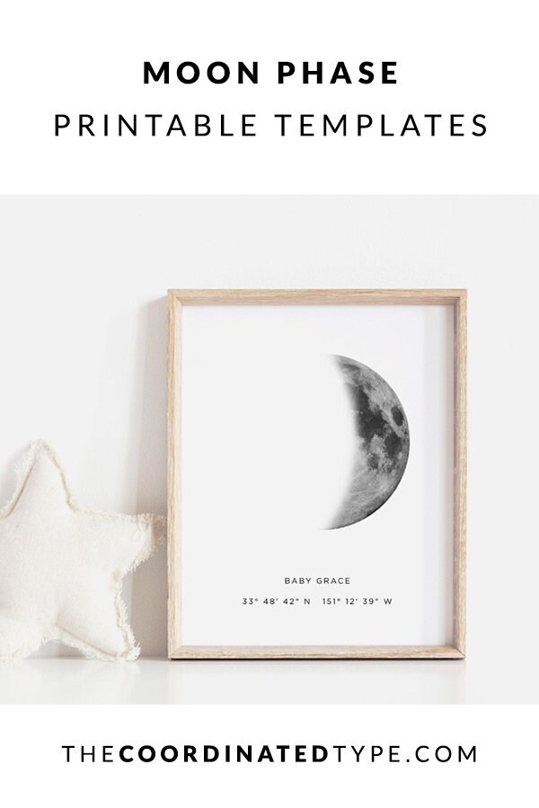 Custom moon phase Moon phase poster Baby gift Nursery name | Etsy