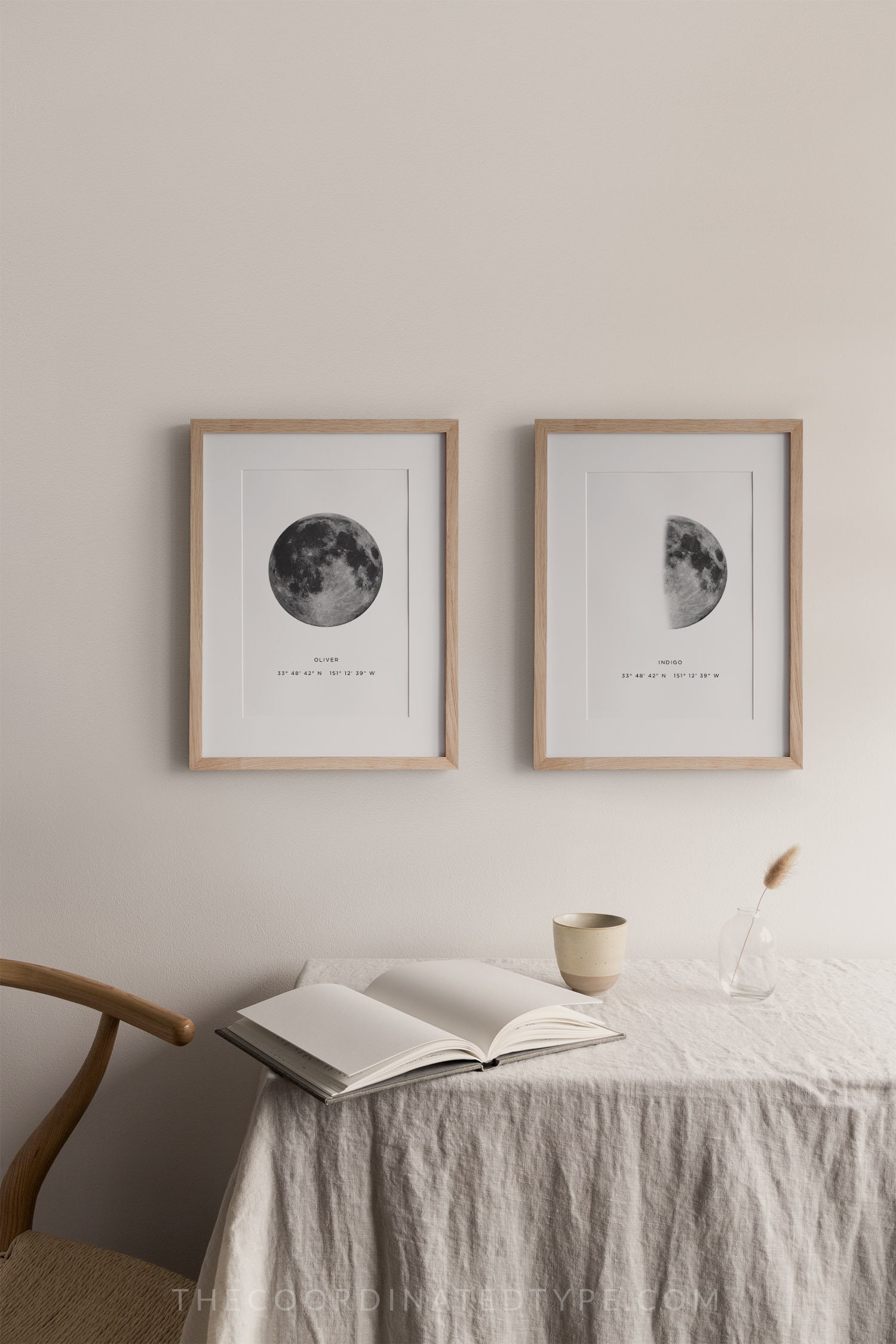 Half Moon Print, Moon Art, Birthday Gift Ideas, Moon Phase Print ...