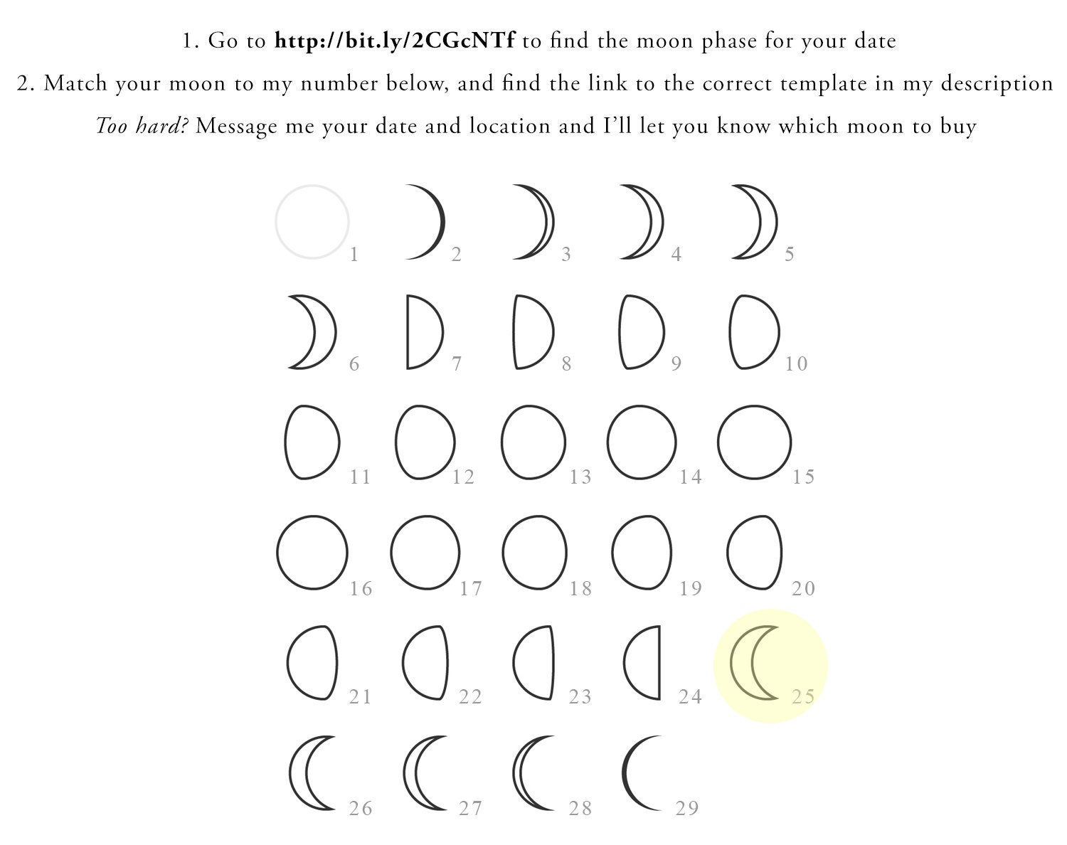 Crescent Moon Print, Editable Template, Digital Template DIY, Waning ...