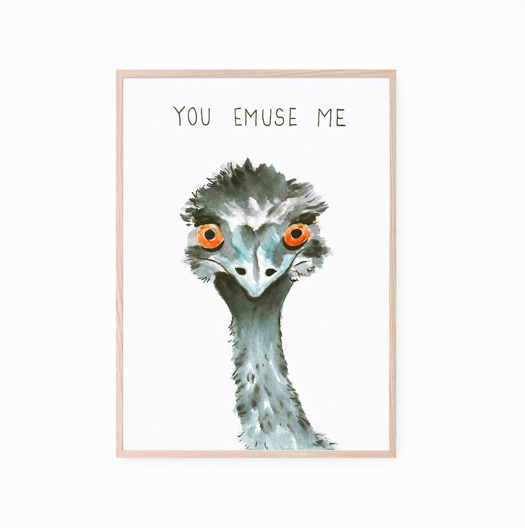 Printable Instant Download, Emu Wall Art, Emu Pun Print, Emu Watercolor ...