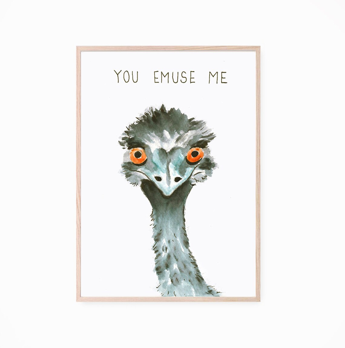Printable Instant Download, Emu Wall Art, Emu Pun Print, Emu Watercolor ...