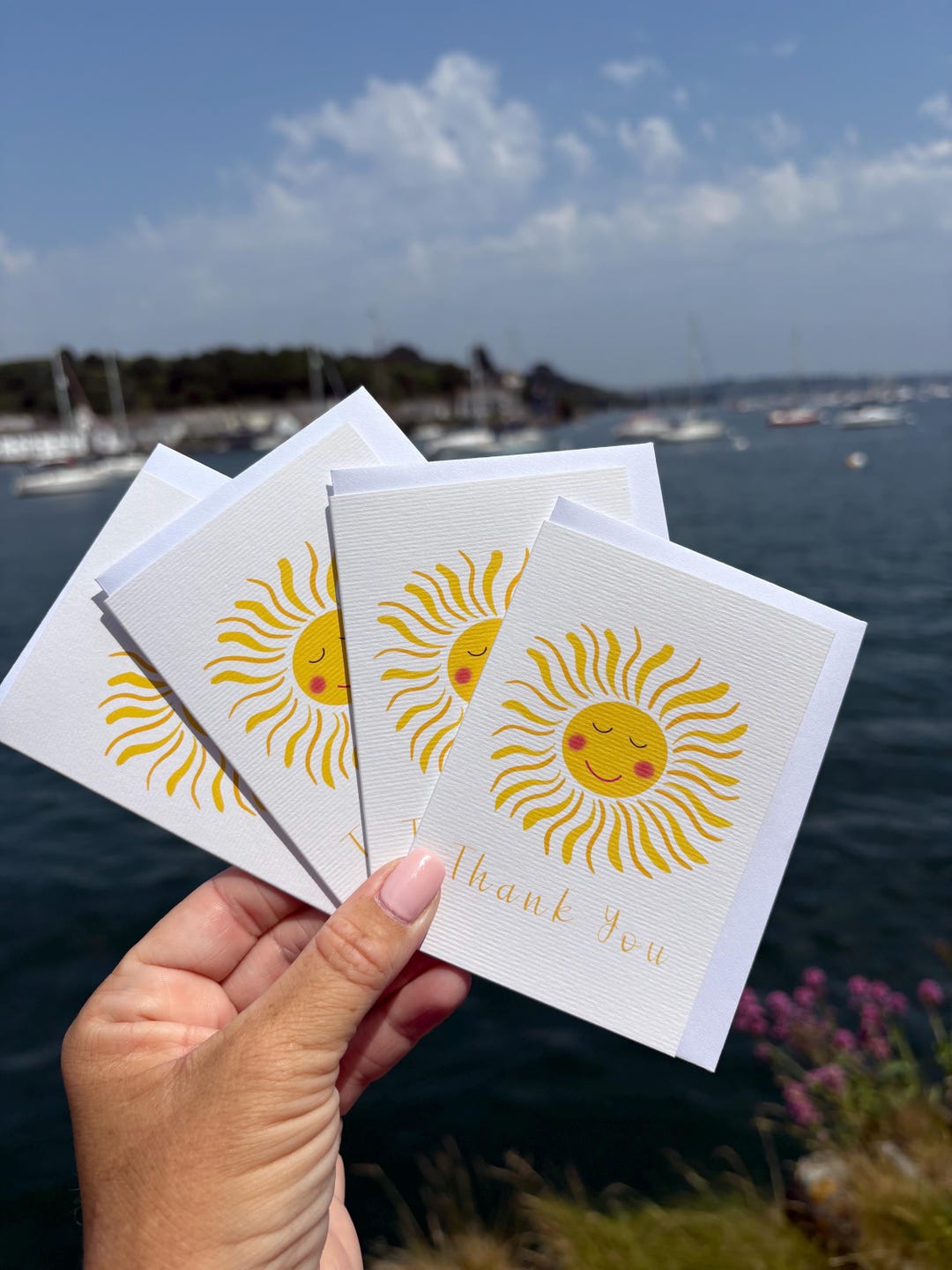 Happy Sun Mini Thank You Cards – Pack of 4 A7 Greeting Cards – Cute ...