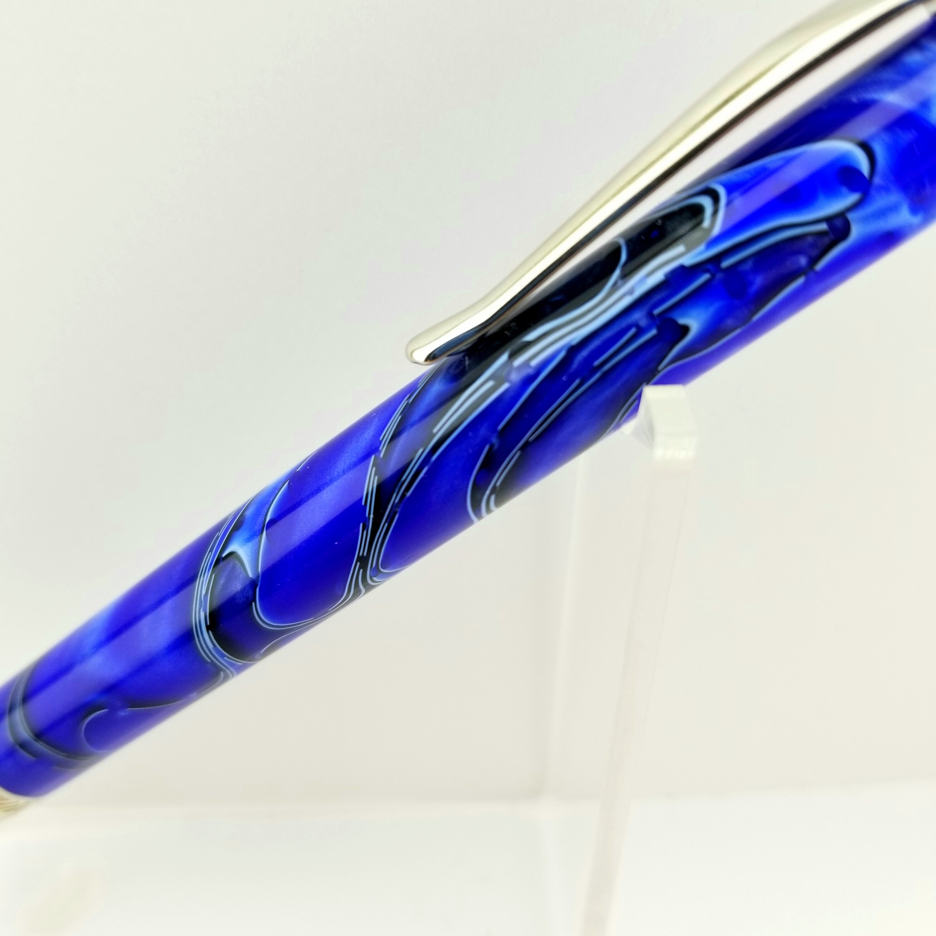 Handmade Refillable Blue Mesh Swirl Click Pen - Etsy