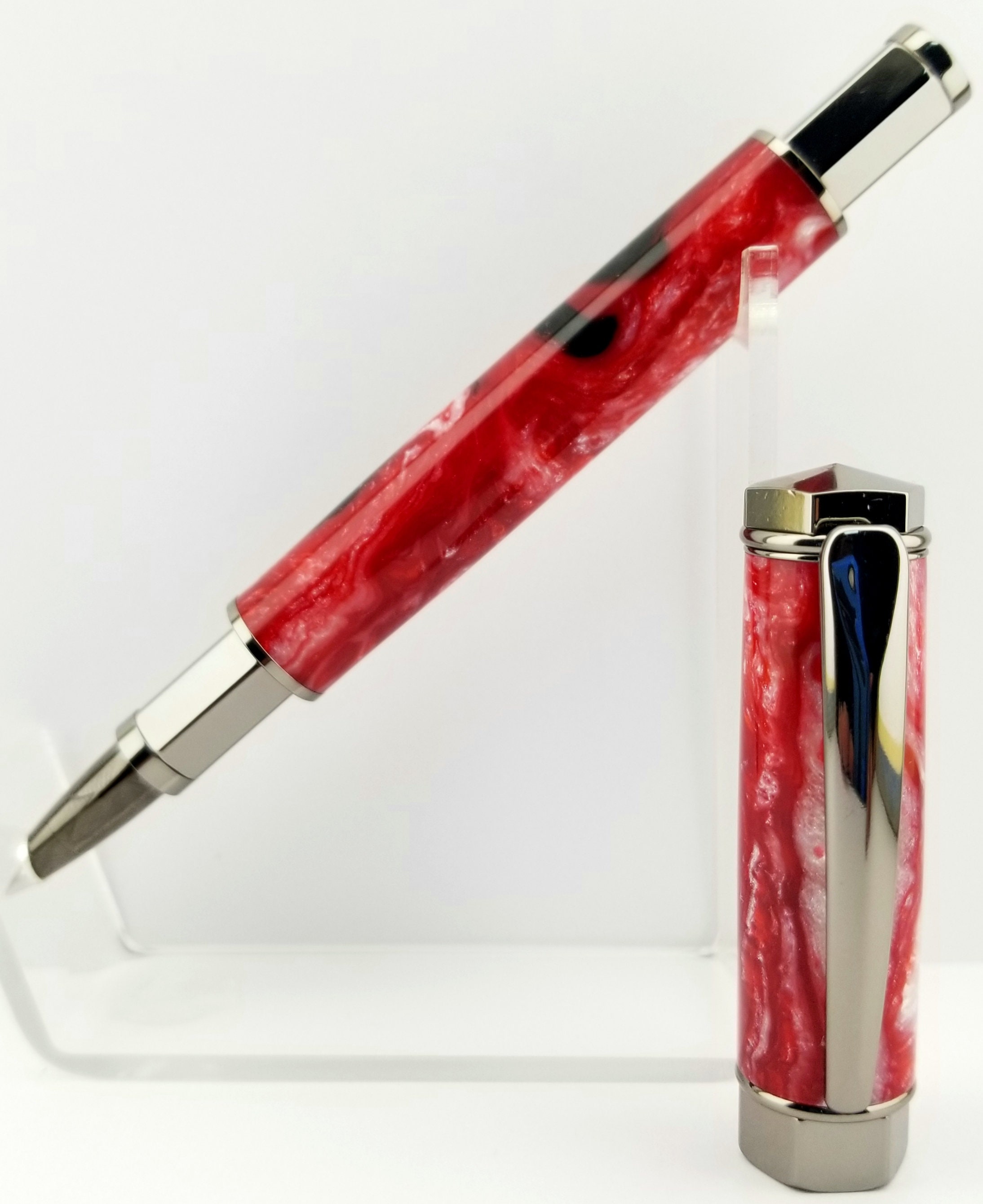 Handmade Red and Black Refillable Rollerball Pen - Etsy