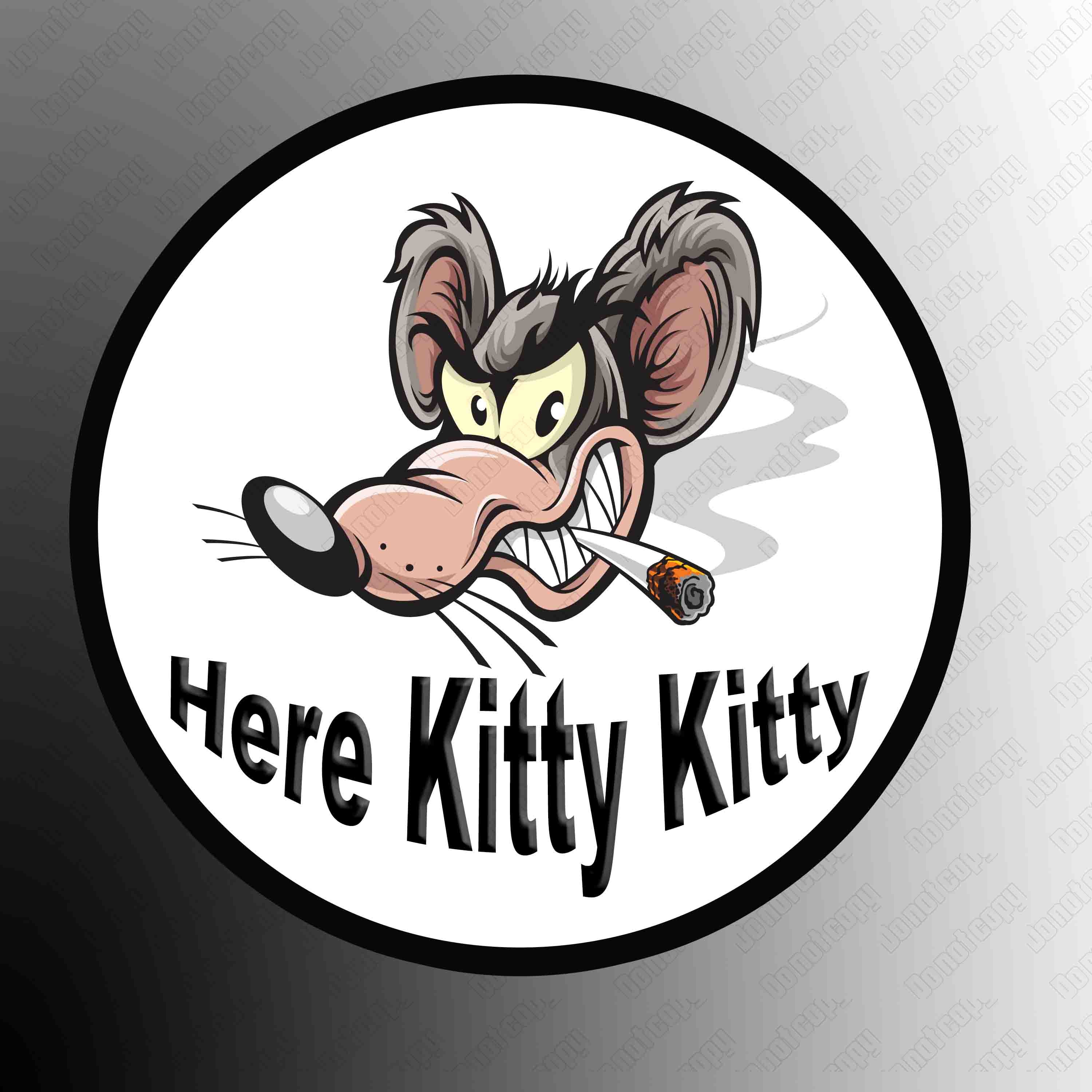Here Kitty Kitty Rat Vintage Style Vinyl Decal Sticker Hot Rod Rat Rod ...