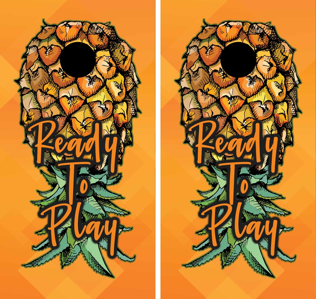 Ready to Play Upside Down Pineapple Custom Cornhole Board Wraps Camping ...
