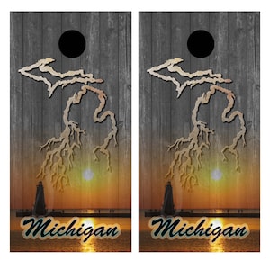Michigan Cornhole Board Wrap Sticker Decal Michigander Great Lakes Bag ...