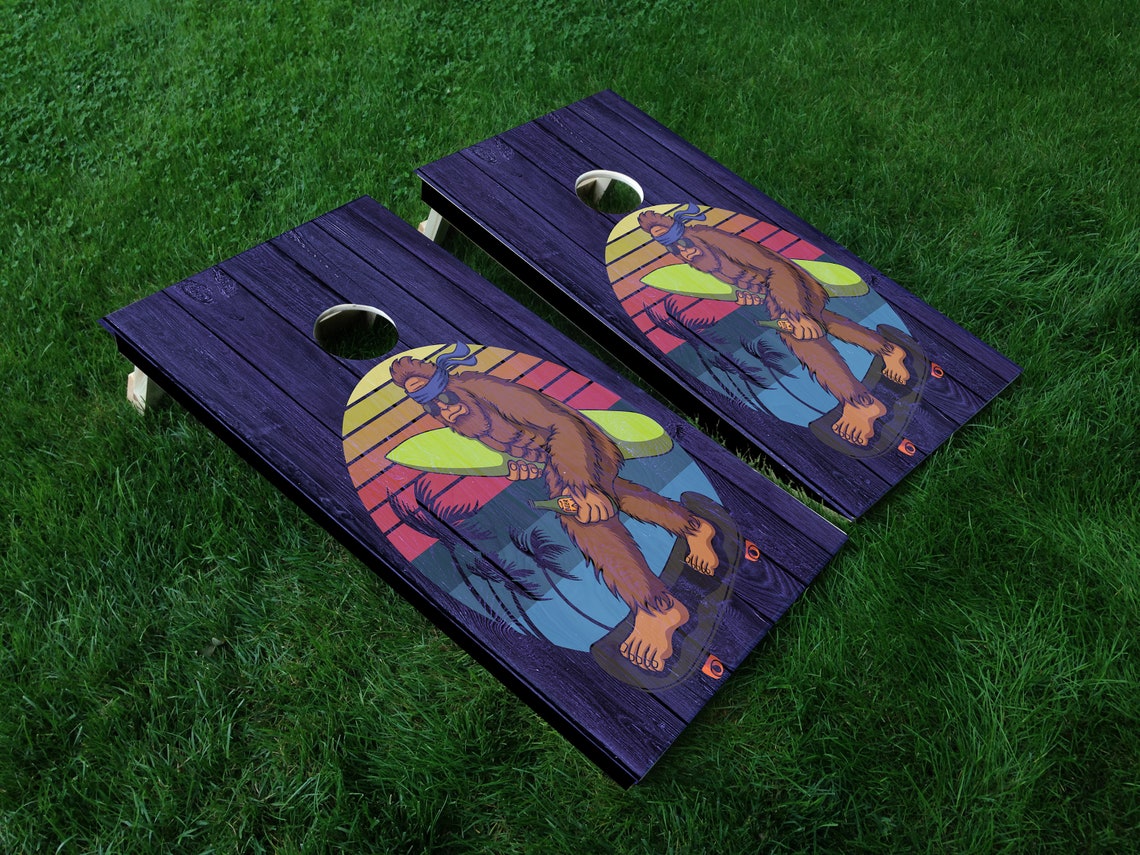 Big Foot Sasquatch Funny Cornhole Board Wrap Vinyl Decal Sticker ...