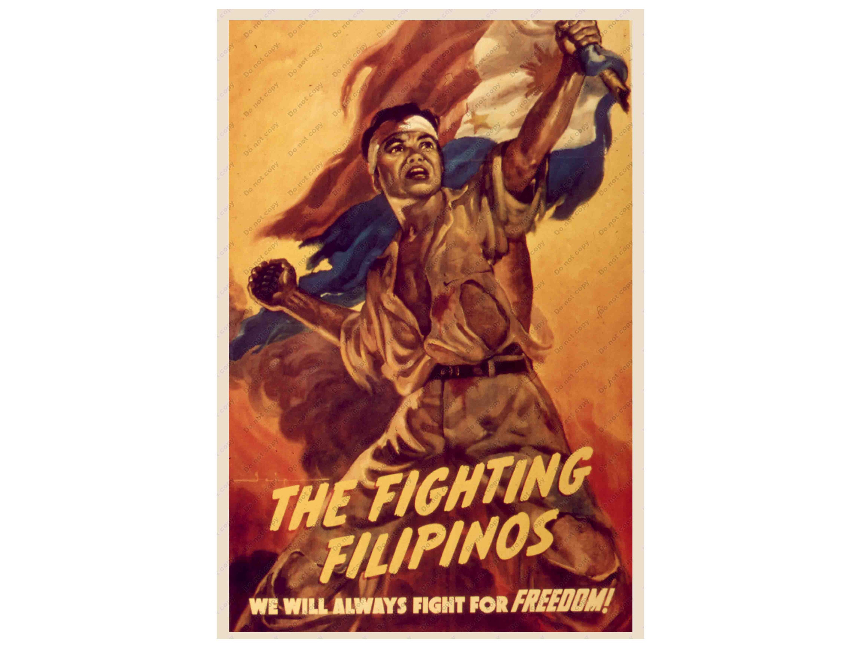 Fighting Filipinos WWII World War 2 Propoganda Travel Poster| Art Print ...