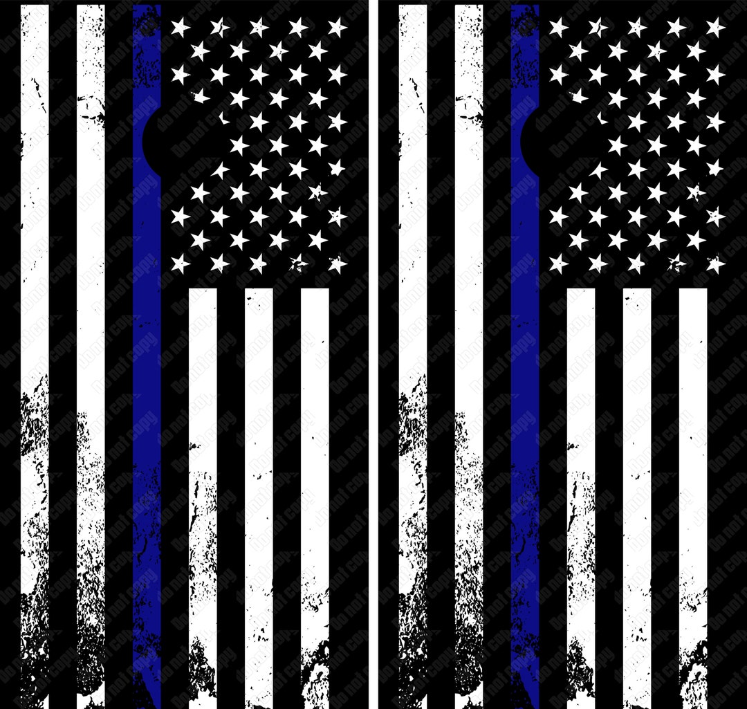 Thin Blue Line Custom Cornhole Board Wraps | Camping Games | Campground ...