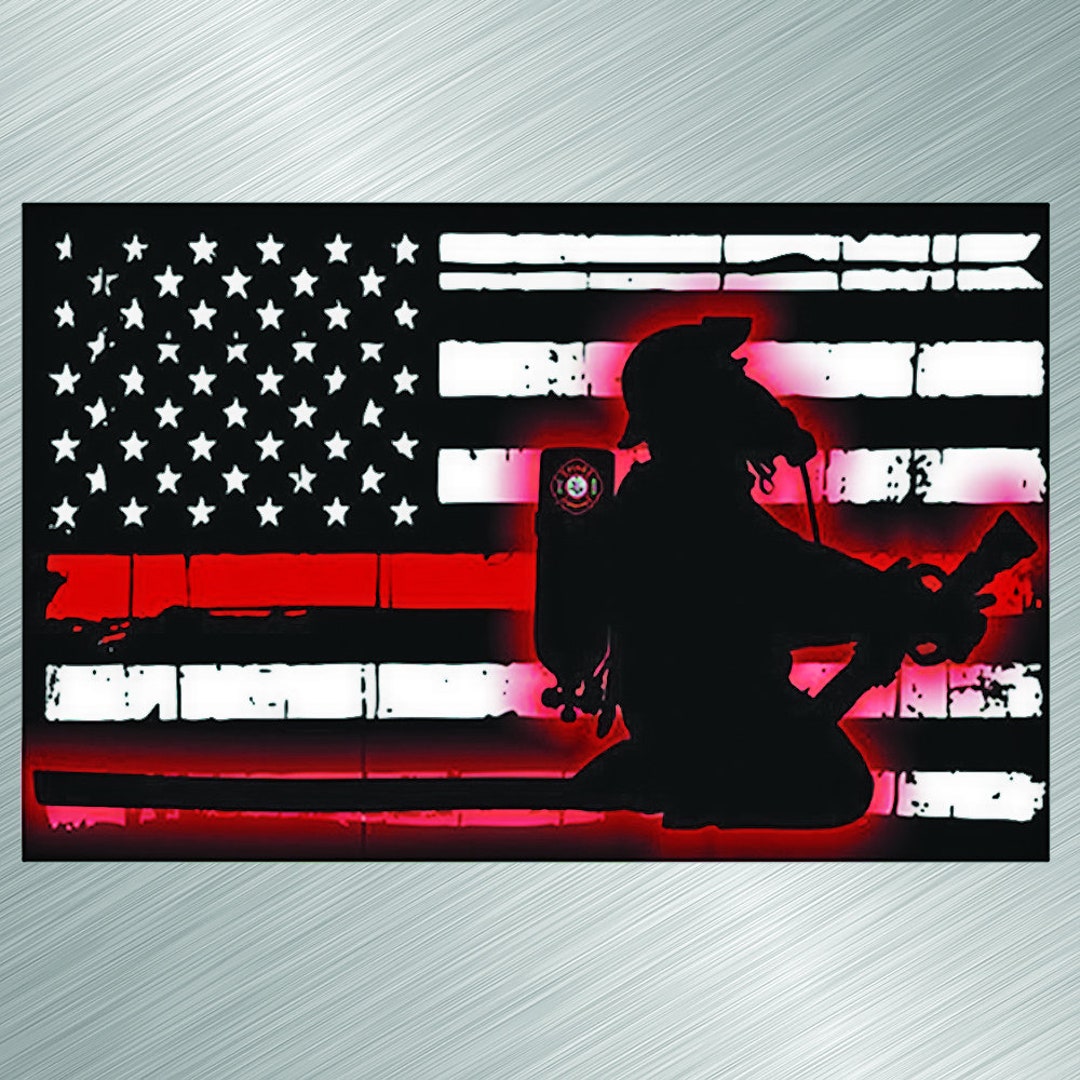 Fire Fighter Thin Red Line American Flag Vinyl Decal Sticker Car Truck ...