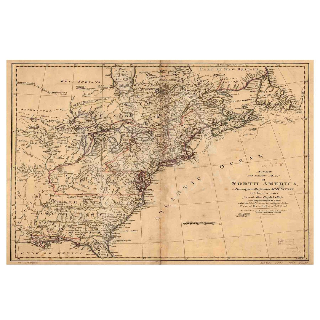 1771 13 Colonies Colonial Map Vintage Poster Art Print Home Decoration ...