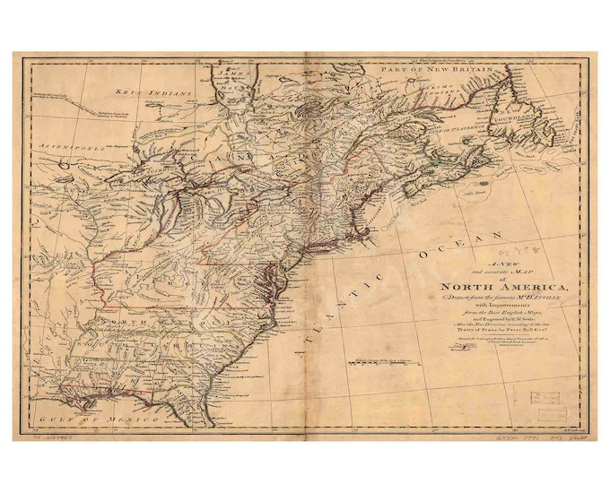 1771 13 Colonies Colonial Map Vintage Poster Art Print Home Decoration ...