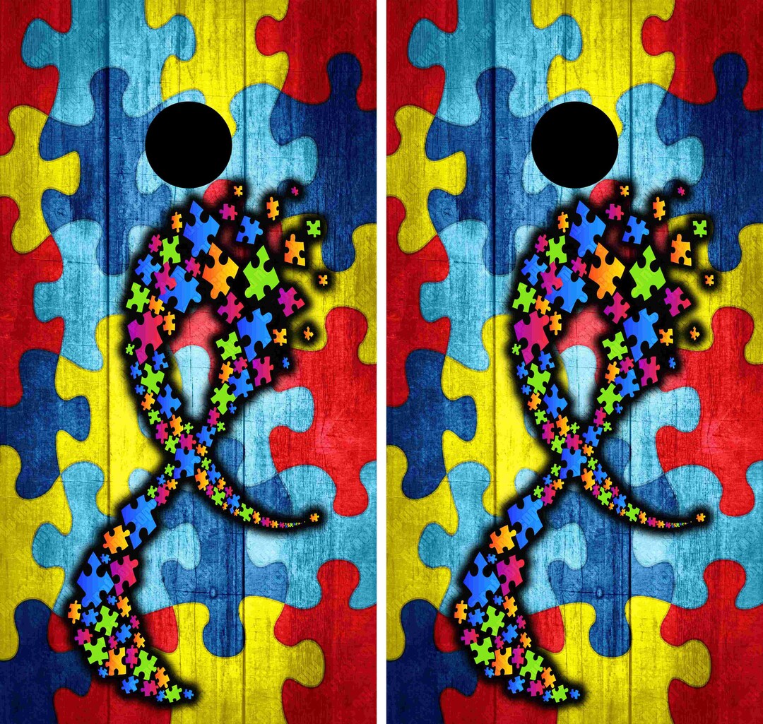 Autism Awareness Cornhole Board Wraps Custom | Autism Awareness Ribbon ...