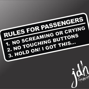 Rules for Passengers Vinyl Decal Sticker Car Truck Laptop JDM Race Car ...