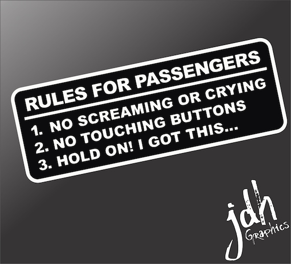 Rules for Passengers Vinyl Decal Sticker Car Truck Laptop JDM - Etsy