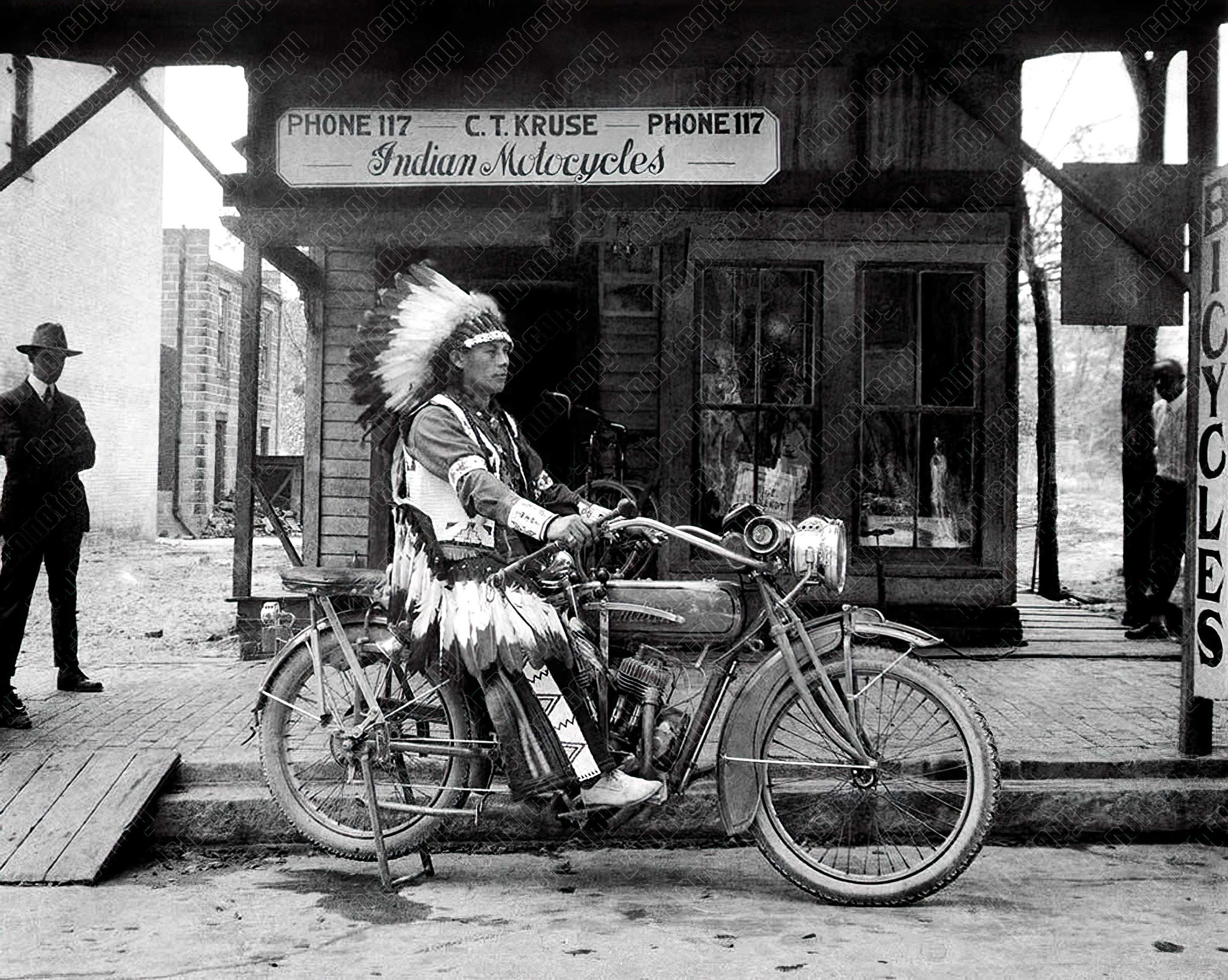 Vintage Photograph Indian Motorcycle Native American Chief Art - Etsy