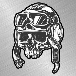Pilot Skull Vinyl Decal Sticker Avaitator Airplane Flight Jet Air Line ...