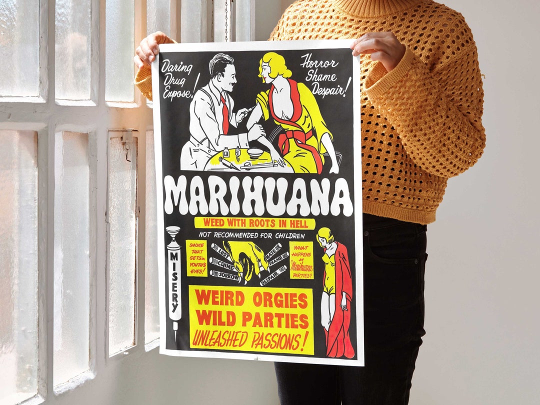 Groovy 70s Vintage Marijuana Poster - Cannabis Art Decor - Retro Weed ...