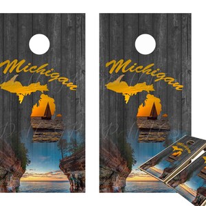 Michigan Cornhole Board Wrap Sticker Decal Michigander Great Lakes Bag ...