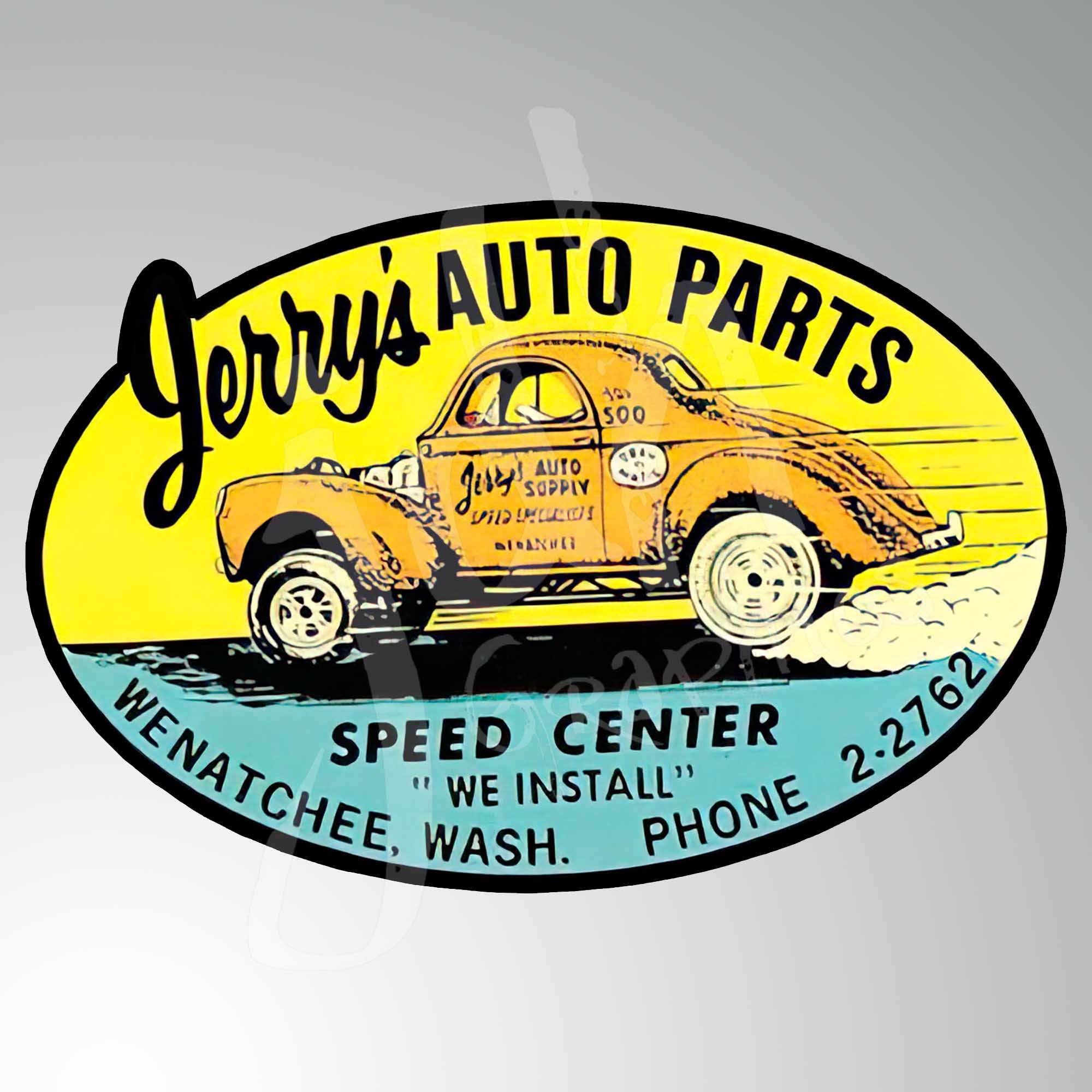 Jerrys Auto Rat Vintage Style Vinyl Decal Sticker Hot Rod Rat Rod ...