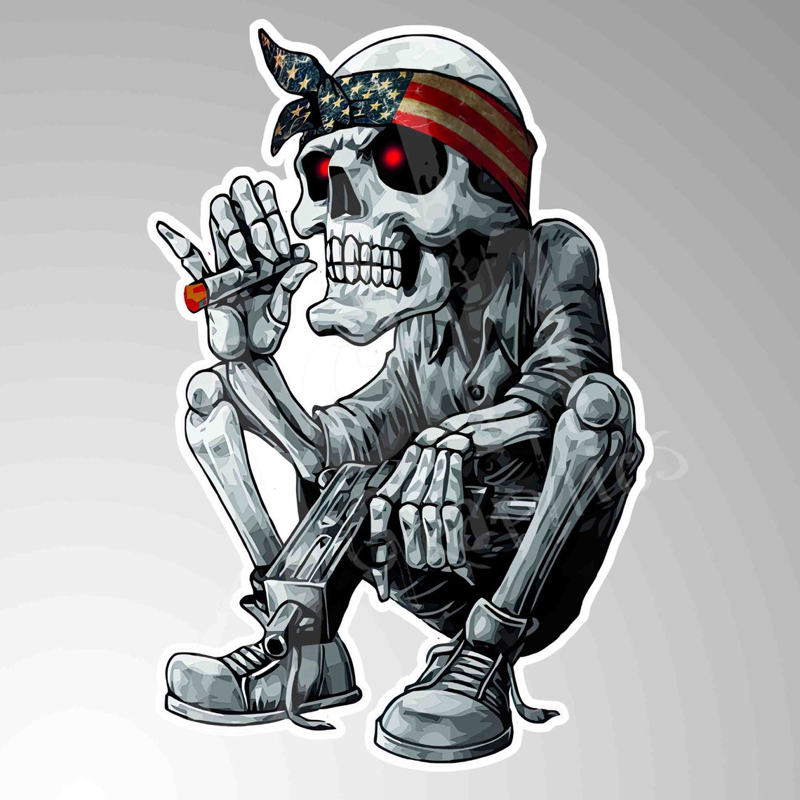 Skeleton Cholo Gangster Skull Vinyl Decal Sticker Car Truck Laptop ...