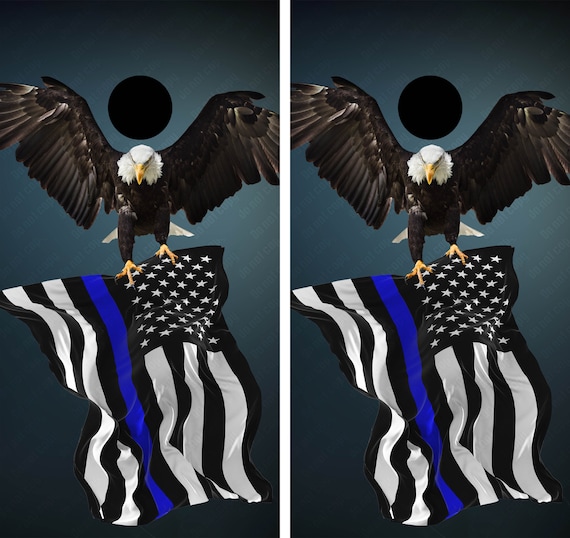 Thin Blue Line Flag Bald Eagle Cornhole Board Wrap America - Etsy