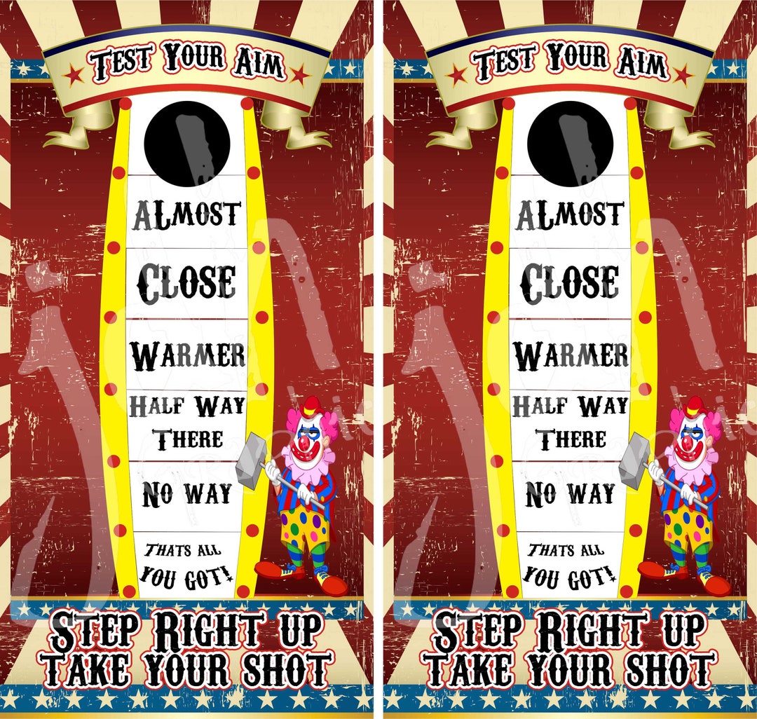 Circus Carnival Strength Game Cornhole Board Wrap Decal Sticker Game ...
