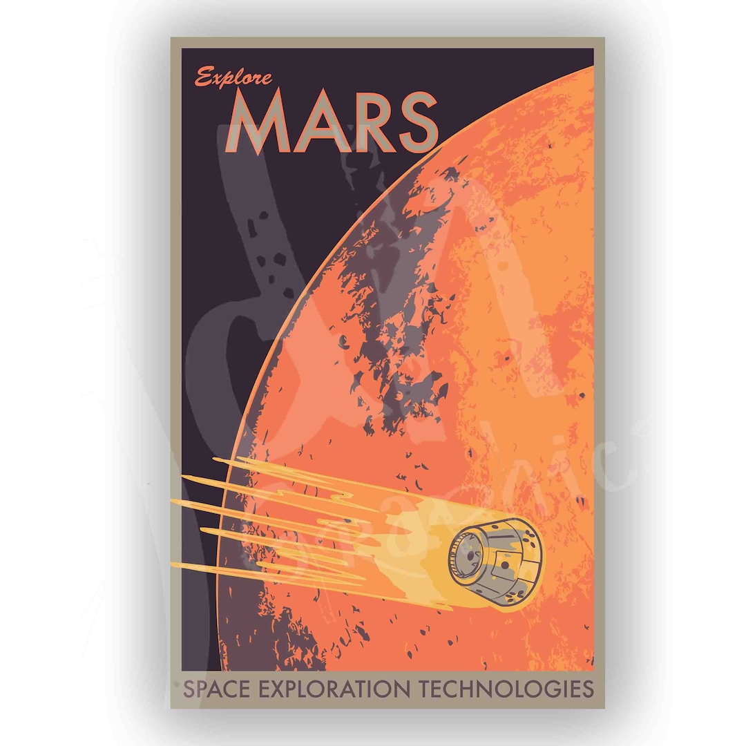 Nasa Explore Mars Retro Poster Art Print | Space Exploration ...