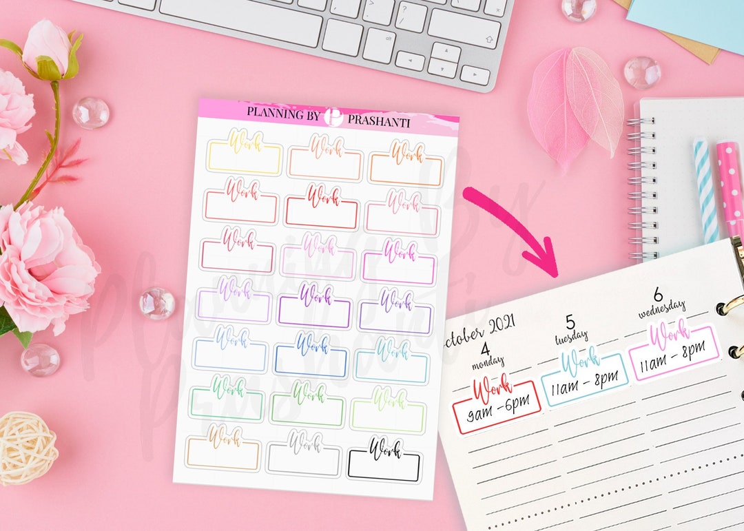 Work Planner Stickers, Work Tracker, Schedule Stickers, Functional ...