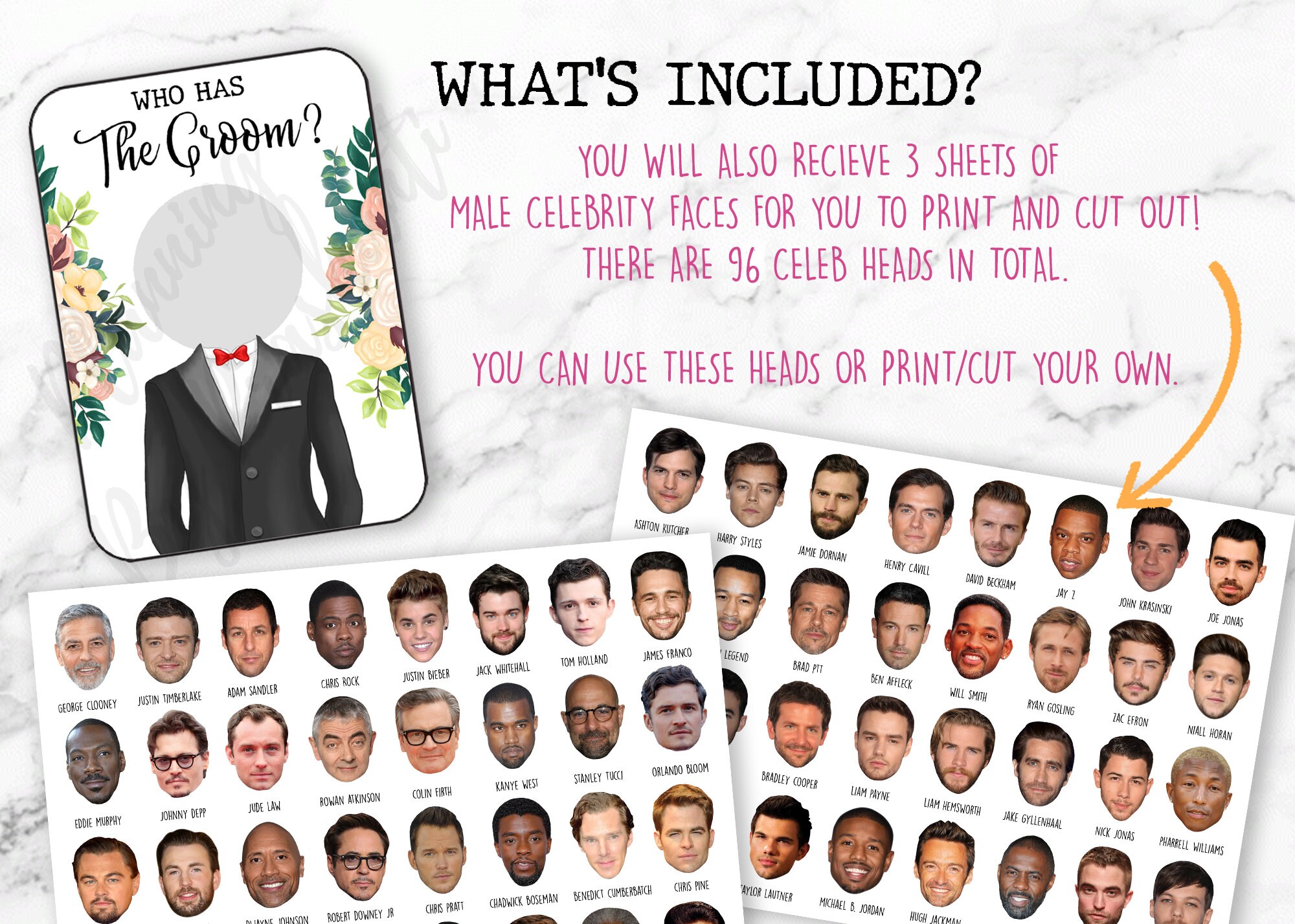 Who Has the Groom Celebrity Heads Bridal Shower Games Unique - Etsy